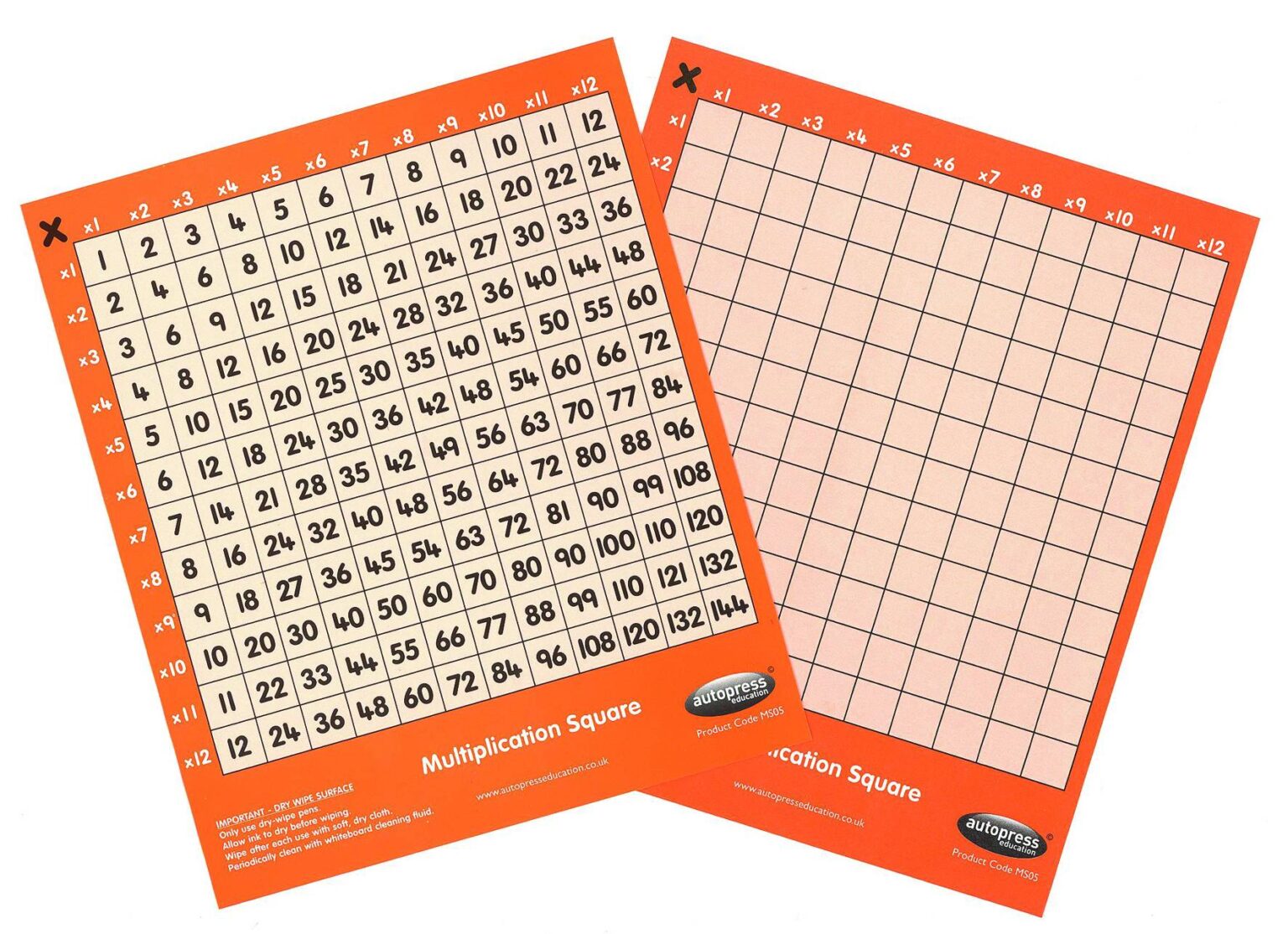 CHILD'S 12x12 MULTIPLICATION SQUARE - SMALL » Autopress Education