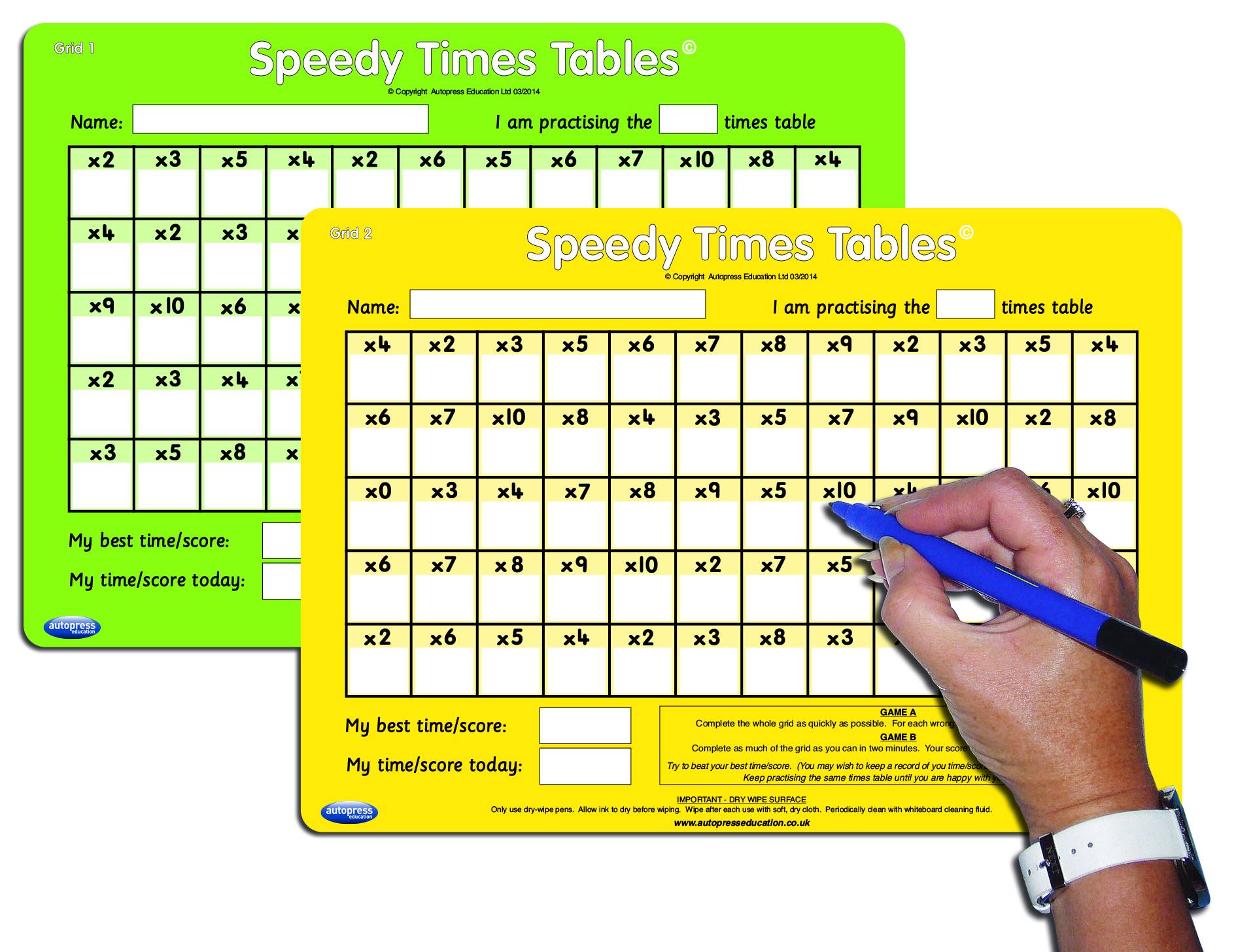 SPEEDY 10x10 TIMES TABLES (PAIR) » Autopress Education