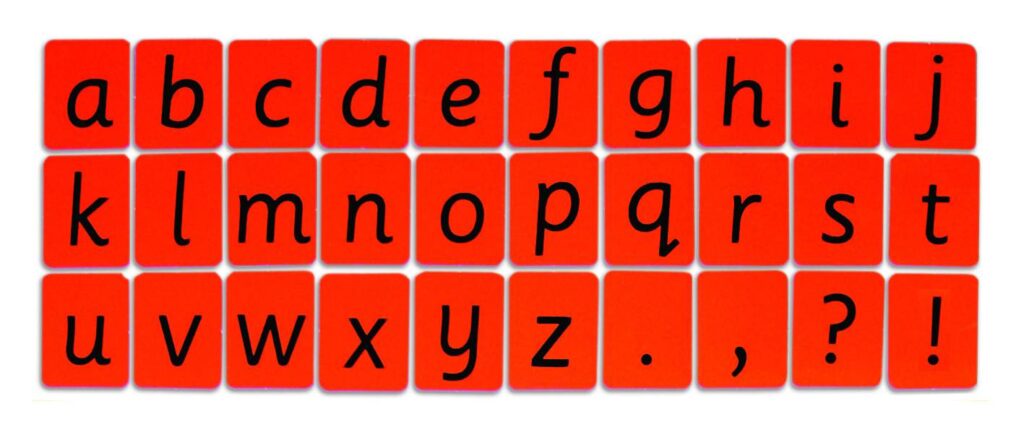 CHILD'S ALPHABET CARDS - LOWER CASE (RED) » Autopress Education