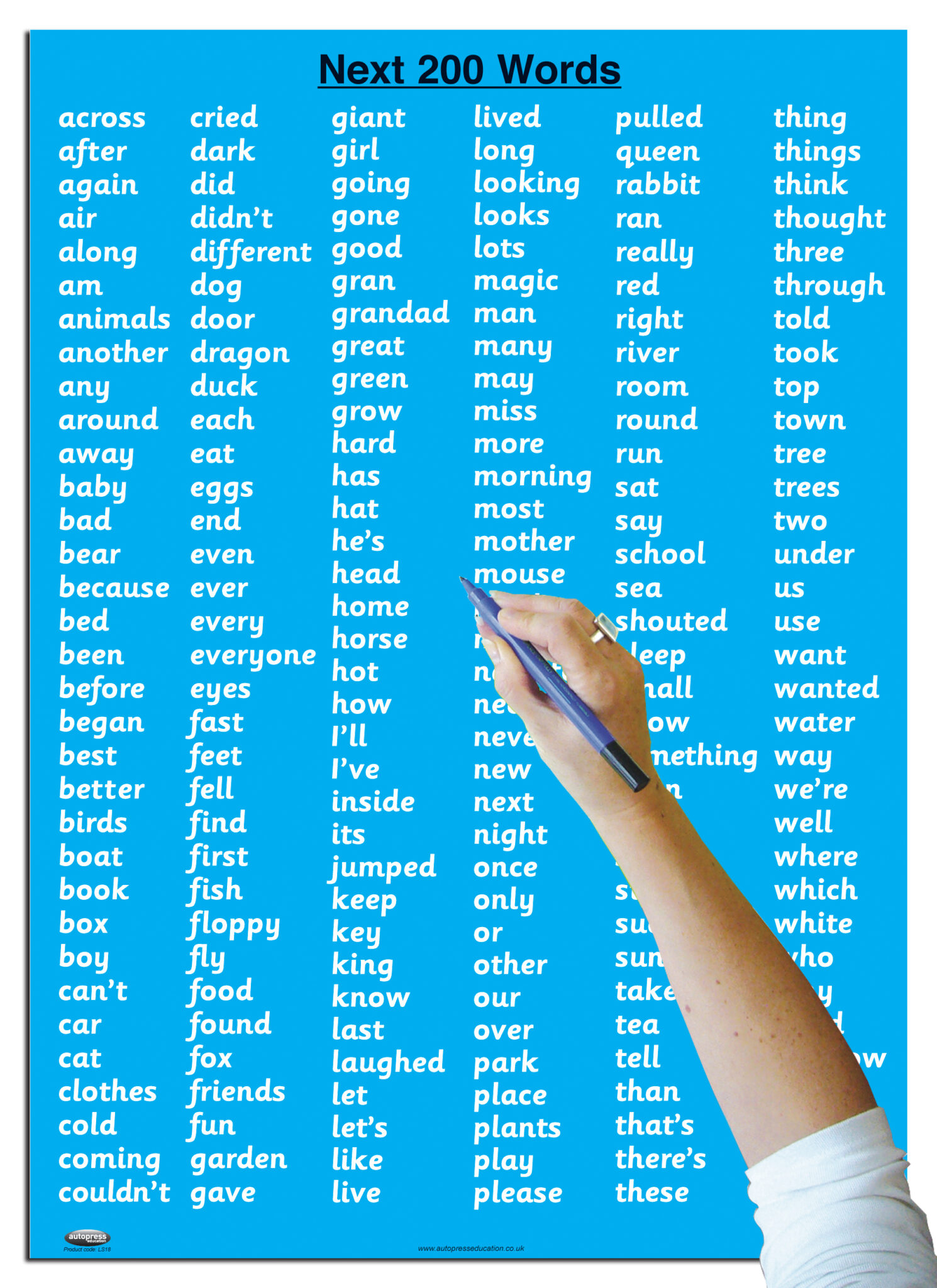 HIGH FREQUENCY WORDS POSTER - THE NEXT 200 WORDS » Autopress Education