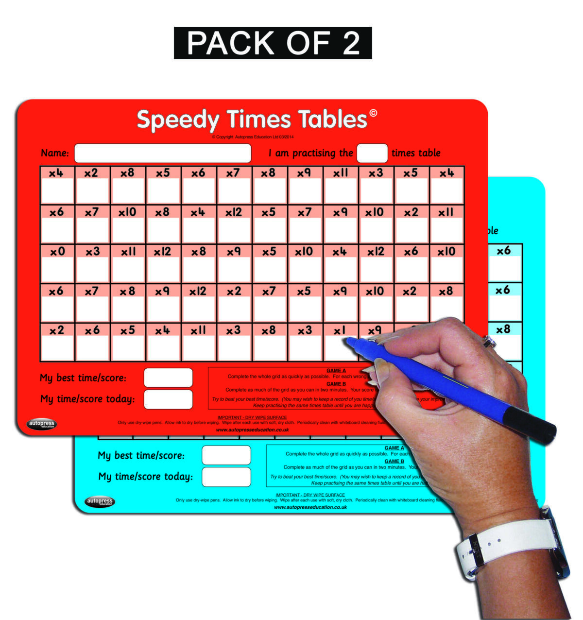 SPEEDY 12x12 TIMES TABLES (PAIR) » Autopress Education